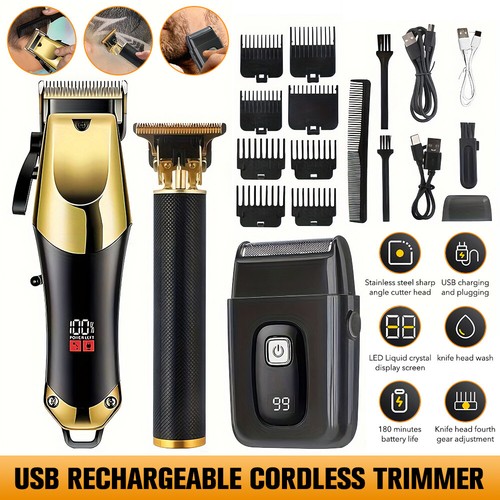Professional Hair Clippers Trimmer Kit for Barber Mens Beard Haircut ...