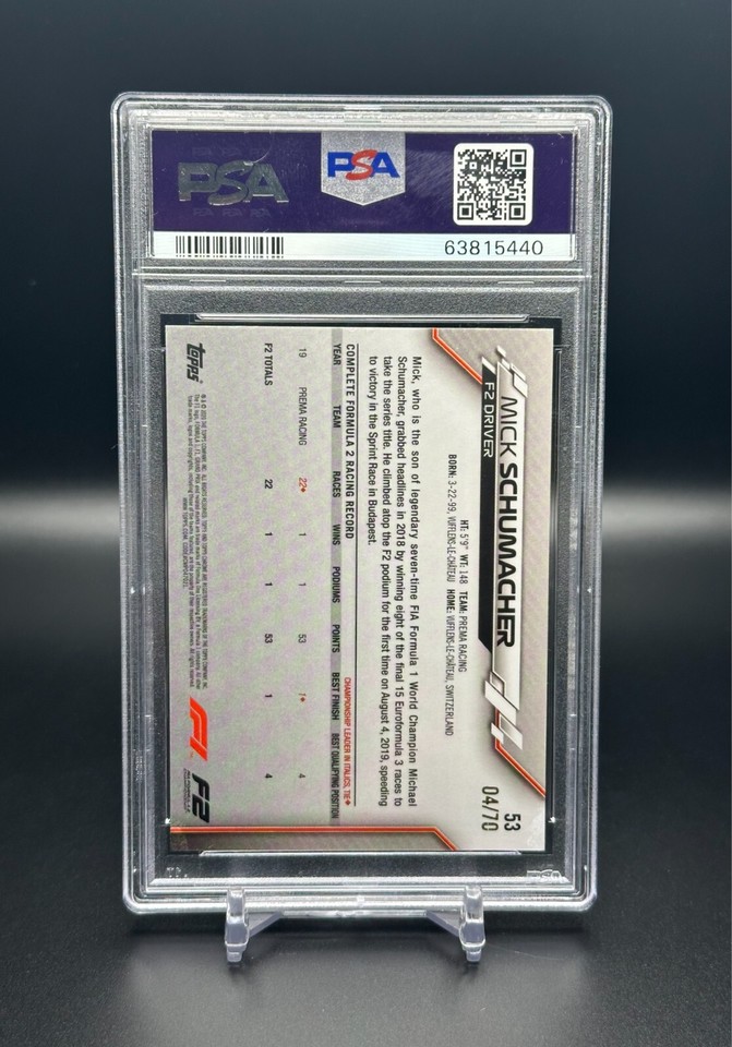 2020 Topps Chrome Sapphire F1 Formula 1 Mick Schumacher 70th ...