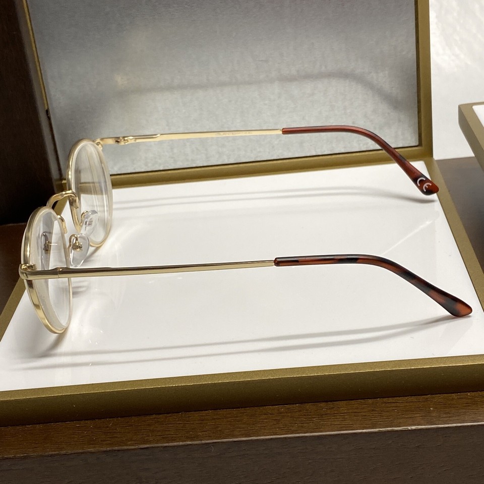 NEW LANTIS OPTICAL L7046 ROUND EYEGLASSES GOLD FRAME FULL RIM 48-23-145 ...