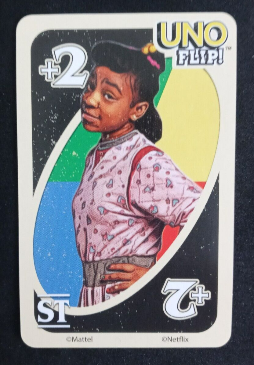 2017 Stranger Things Uno Flip! Card Erica Sinclair Wild Draw 2 Card (B ...