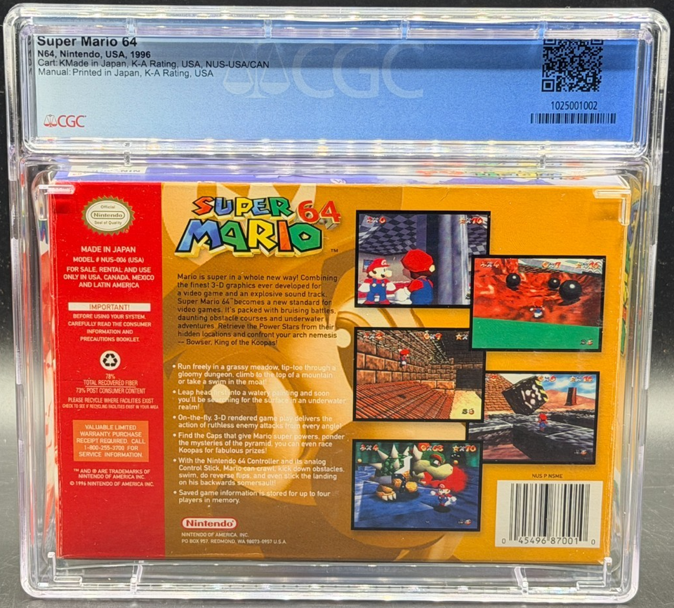 Super Mario 64 Nintendo 64 N64 CIB Complete CGC 8.5 Graded Authentic | eBay