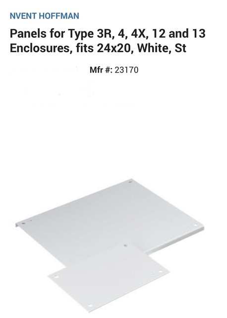 Hoffman A24P20 Panel Steel White (4) Hole Mount for Type 3r 4 4x 12 and ...
