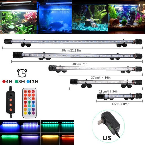 Underwater Aquarium LED Light Fish Tank RGB Submersible Lamp with Timer ...