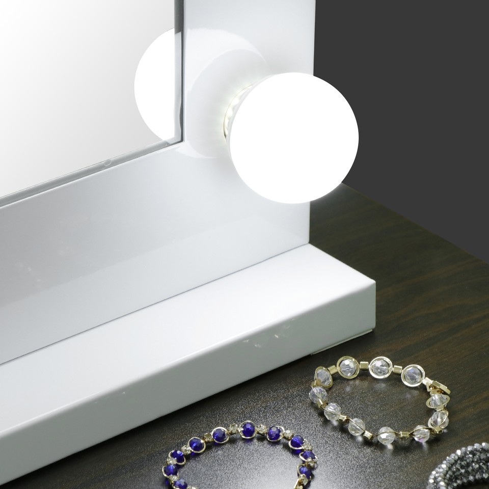 Hollywood Makeup Vanity Mirror White Beauty Mirror Dimmer Light Stage ...