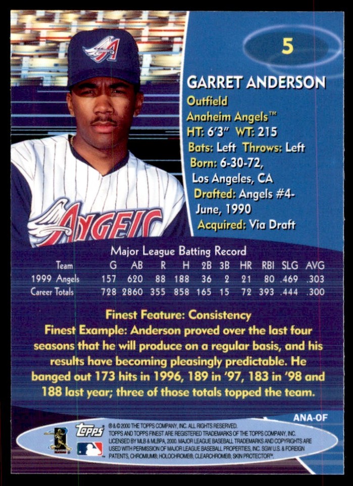 2000 Topps Finest Garret Anderson Baseball Cards #5 | eBay