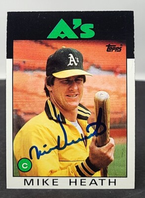 MIKE HEATH Signed Autograph 1986 Topps Baseball Card #148 Oakland ...