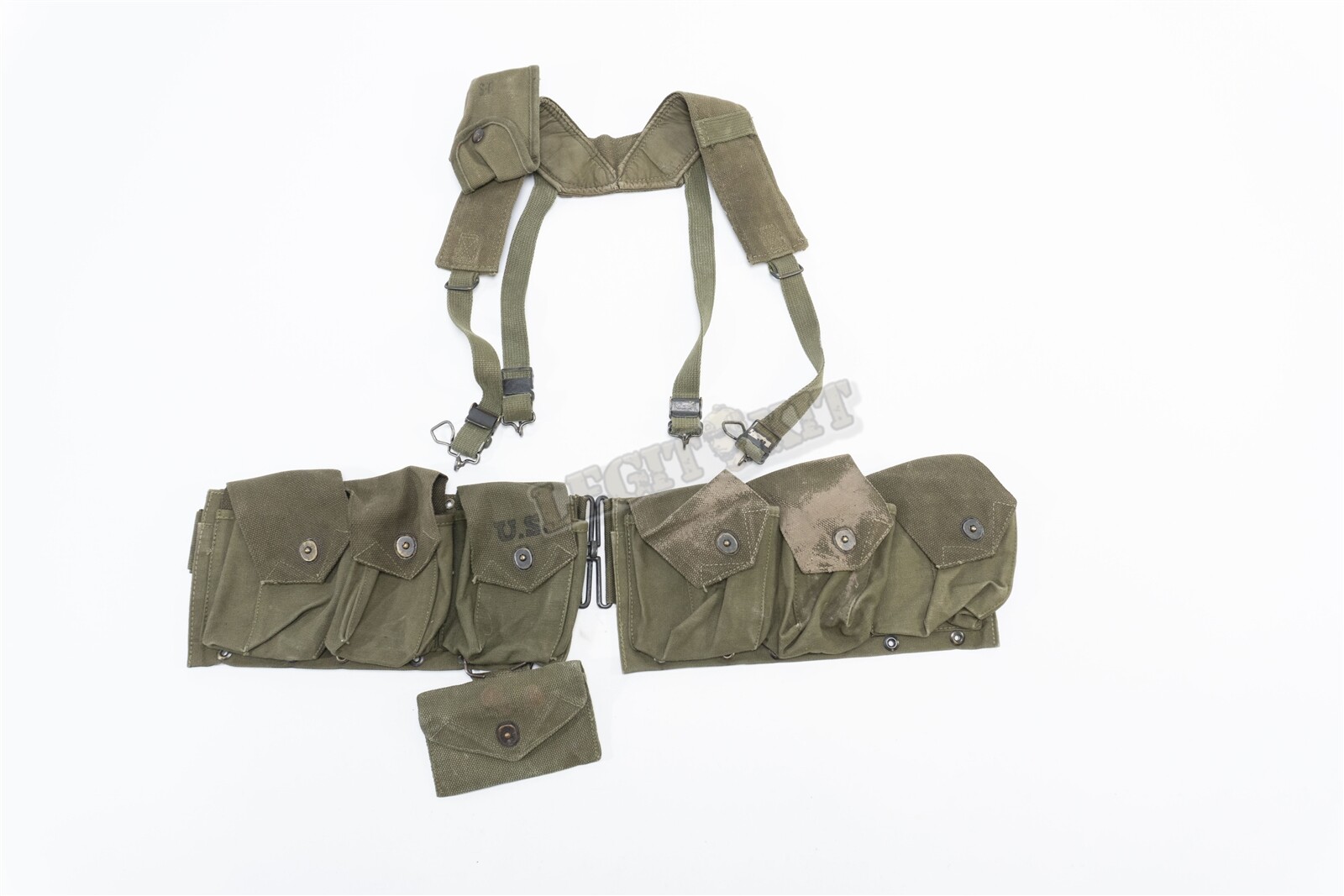 VINTAGE USGI M1937 BAR Rifle Magazine Belt w/ Harness OD Green WWII ...