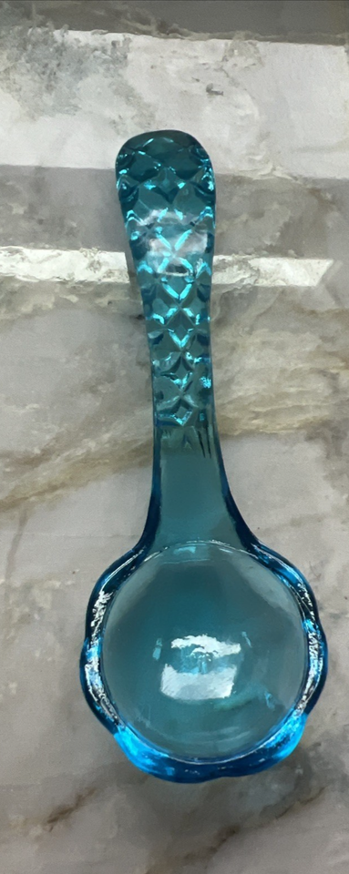VIntage Kemple Yutec Blue Glass Uranium Mustard Spoon | eBay