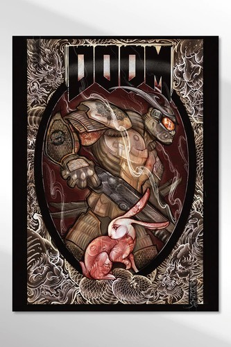 DOOM Eternal Samurai Japanese Slayer & Daisy Pet Rabbit Poster LIMITED ...