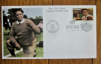 FOOTBALL COACH GLENN POP WARNER 1997 MYSTIC PREMIUM CACHET FDC VF ...