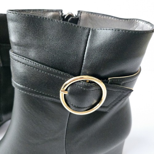 Numaleo Womens Size 7 Pointed Toe Boot Ankle Booties Gold Buckle Faux ...