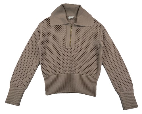 Varley Lily Open Stitch Polo Sweater Women’s Small Beige 100% Cotton | eBay