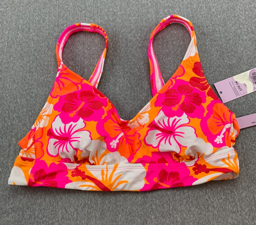 Wild Fable Tropical Floral Bikini Swimsuit Top Womens L Pink Orange ...