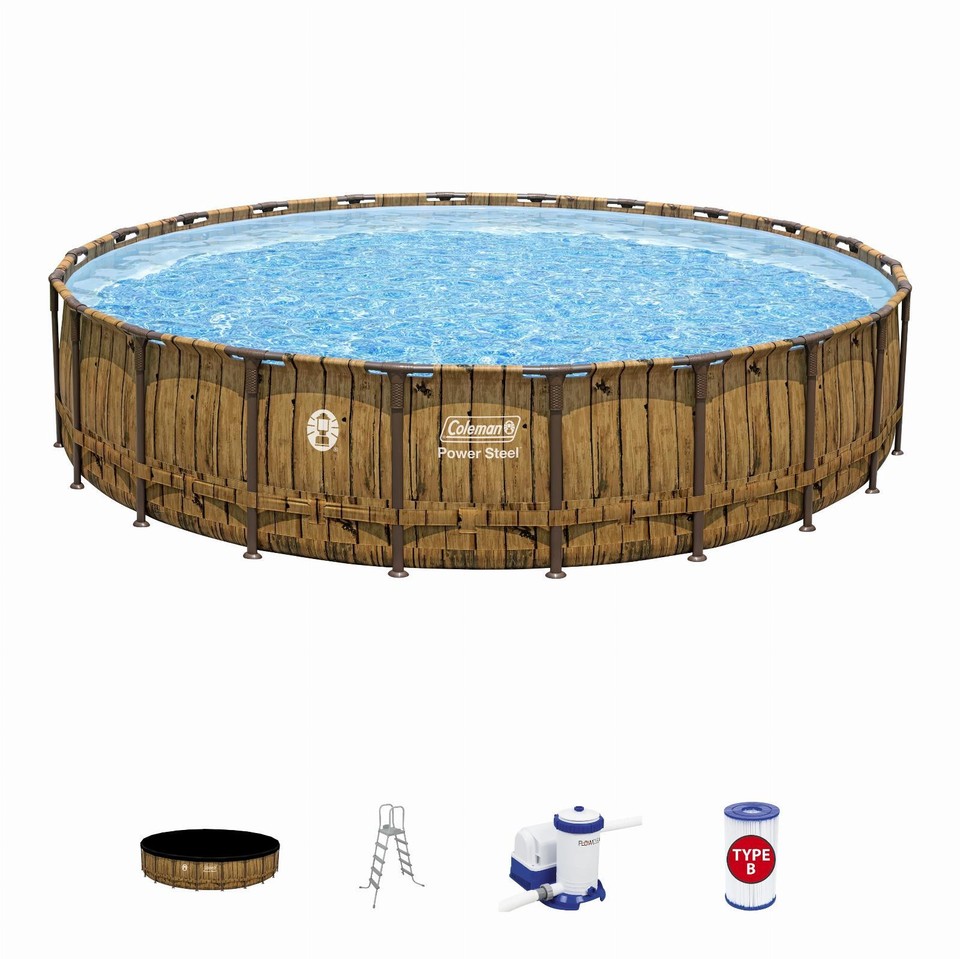 Coleman 22-Ft Power Steel Above Ground Round Metal Frame Pool Set | eBay