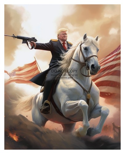 PRESIDENT DONALD TRUMP RIDING A WHITE STALLION PATRIOTIC 8X10 AI PHOTO ...