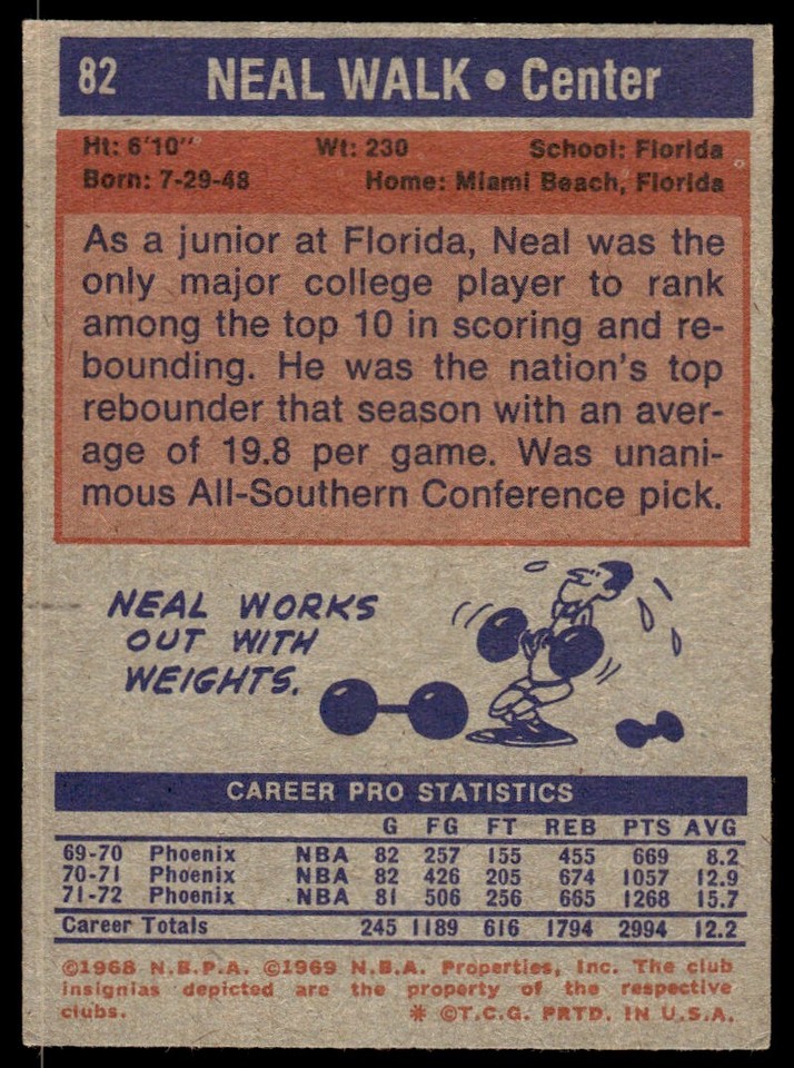 1972-73 Topps Neal Walk Phoenix Suns #82 | eBay