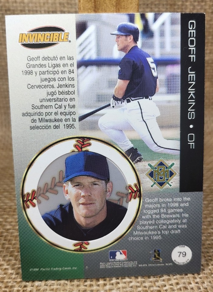 1999 Pacific Invincible Geoff Jenkins Baseball Card #79 Brewers FREE S ...