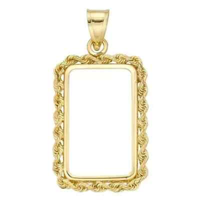 4 Prong Rope Bezel Frame Pamp Suisse Fortuna Gold Bar 14K Yellow Gold ...