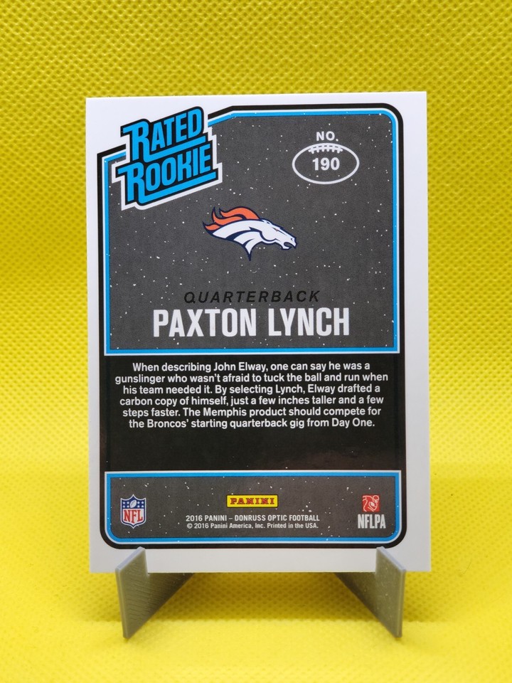 2016 Donruss Optic Rated Rookie Pink Paxton Lynch #190 Rookie RC Denver ...