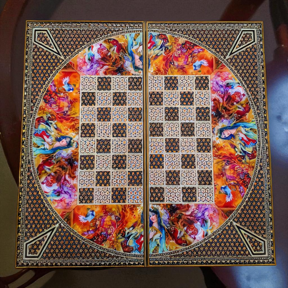 Backgammon Set Handmade Khatam Persian Inlay Wooden Board 19.6 ...