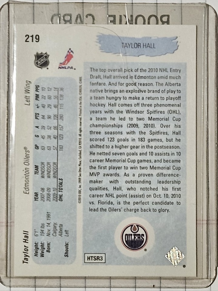 2010-11 UD Upper Deck Young Guns Retro #219 TAYLOR HALL Rookie | eBay