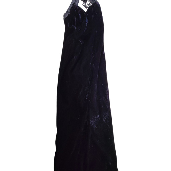 Vintage LORA Black Velvet Halter Gown Size 6 – Made i… - Gem
