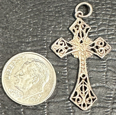 925 Sterling Silver GF FILIGREE RELIGIOUS CHRISTIAN CROSS VINTAGE | eBay