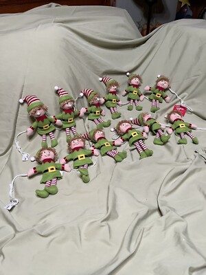 2 Elf Garland String Elves Christmas Holiday Tree Hanging Decor ...