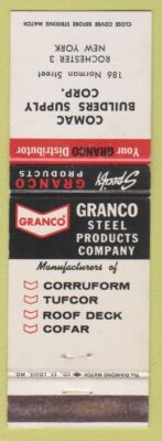 Matchbook Cover - Granco Steel Products Comac Builders Supply Rochester ...