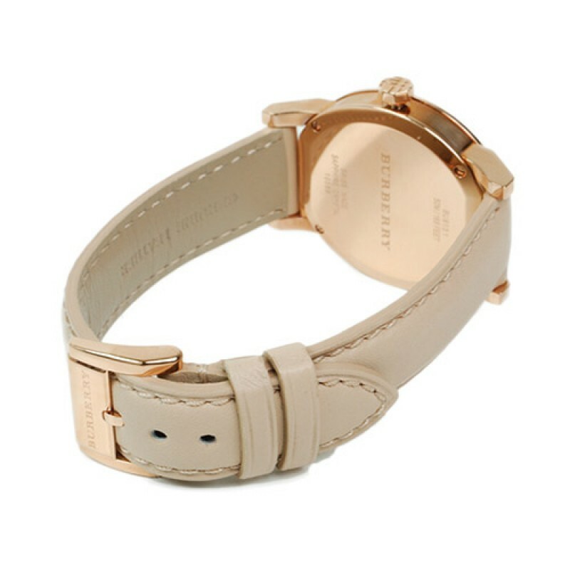 NEW BURBERRY WOMEN BU9131 ROSE GOLD BEIGE LEATHER STRAP WATCH - 2Y ...
