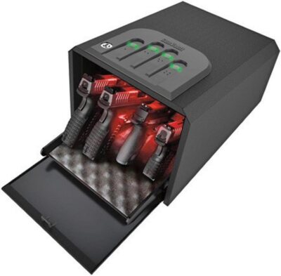 Gunvault MiniVault Mechanical Illuminated 16 Gauge Black Gun Safe ...