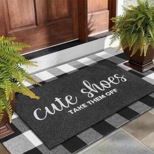Welcome Mat Outdoor Entryway Cute Shoes Take Them Off Mats for Front ...