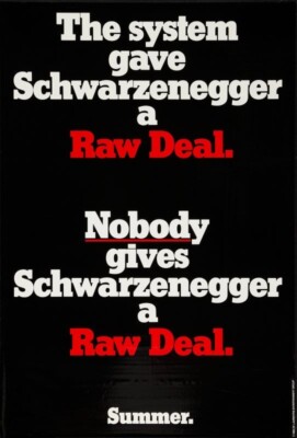 Raw Deal Movie Poster ROLLED Arnold Schwarzenegger 1986 NICE *Hollywood ...