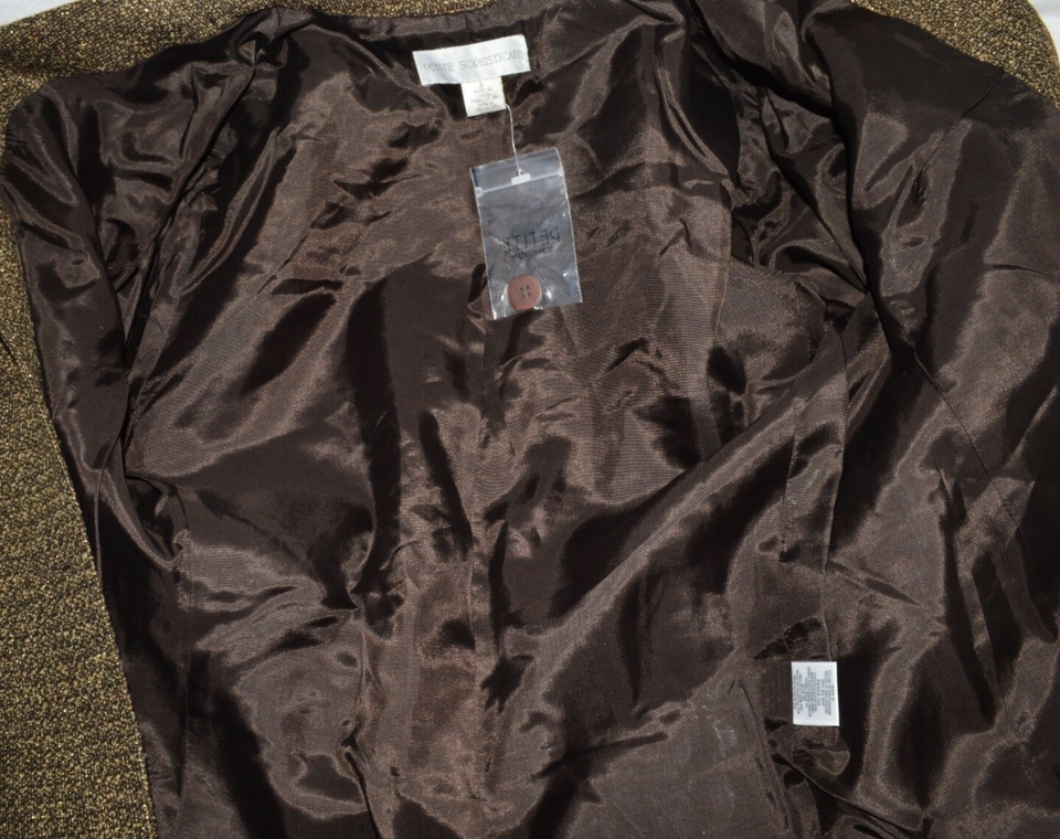 PETITE SOPHISTICATE NEW SIZE 6 S SMALL BROWN GOLD COAT JACKET BLAZER | eBay