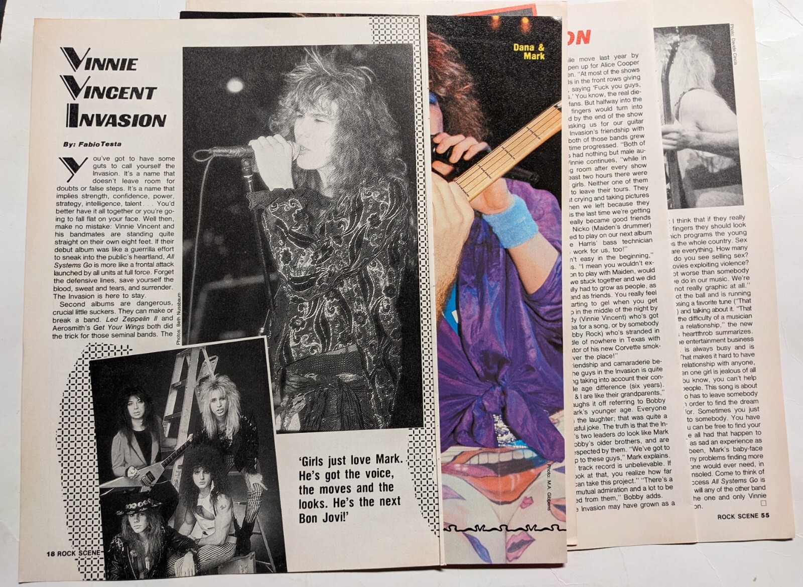 VINNIE VINCENT INVASION / MARK SLAUGHTER / 5 PAGE MAGAZINE ARTICLE ...