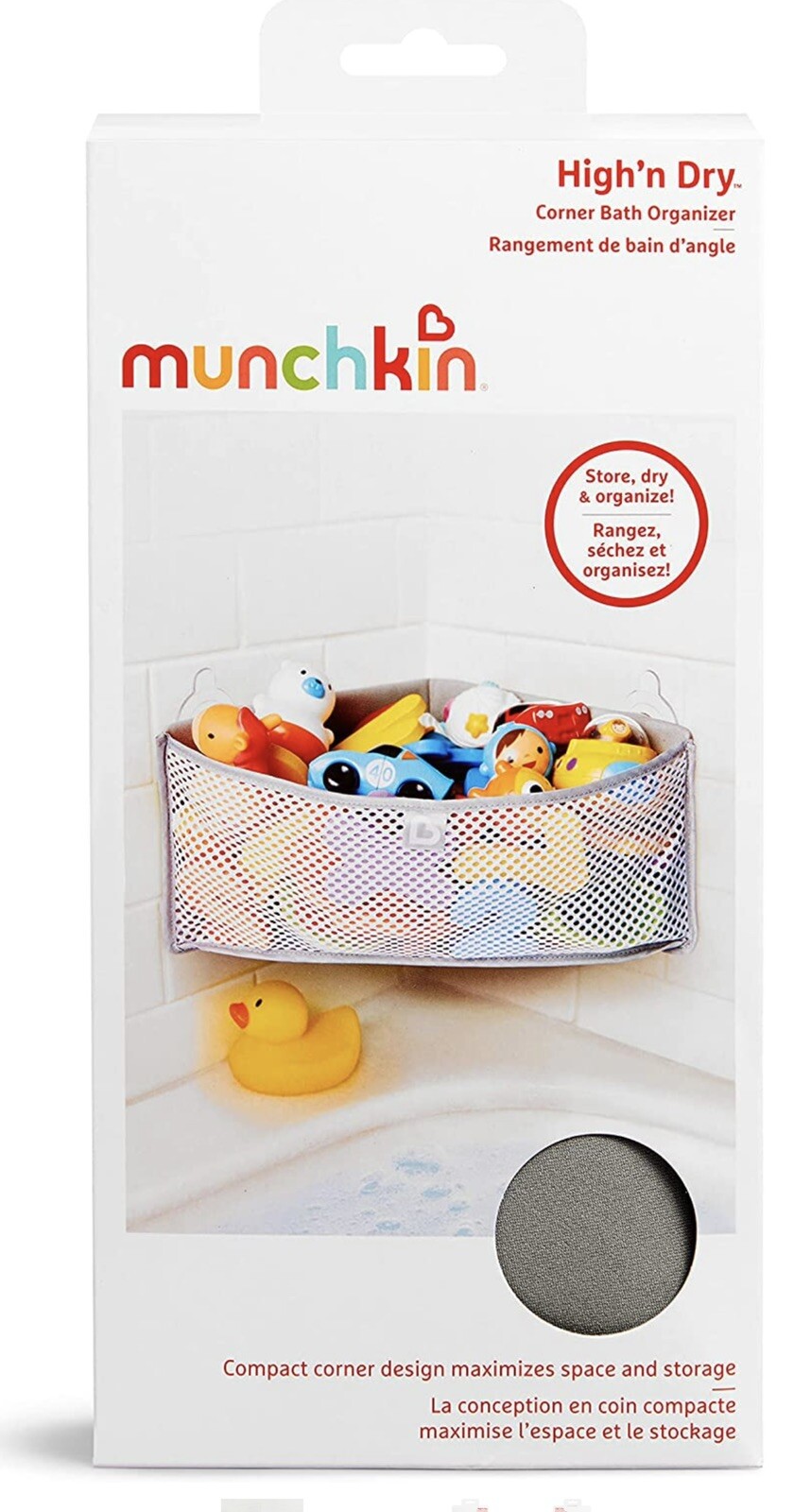 MUNCHKINS HIGH N DRY CORNER BATH TOY ORGANIZER GREY1S | eBay