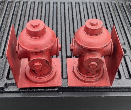 FUN, INDUSTRIAL DESIGN/ ART RED METAL FIRE HYDRANT BOOKEND SET / PAIR ...