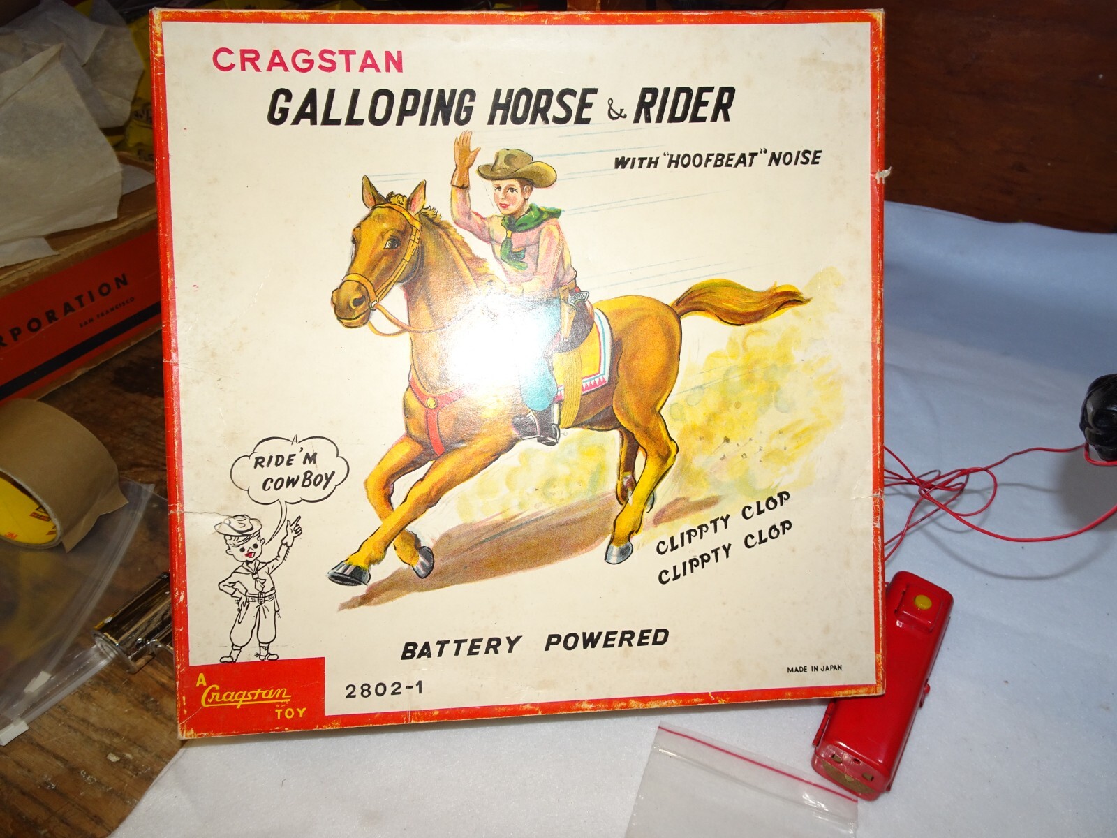 Vintage Yonezawa Galloping Cowboy battery operated Cragstan tin toy | eBay