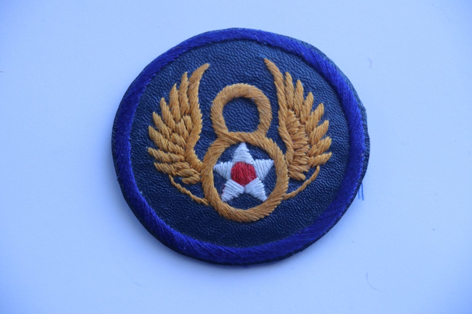 8TH AAF ARMY AIR FORCE SHOULDER PATCH BADGE EMBROIDERED ON BLUE LEATHER #2 | eBay