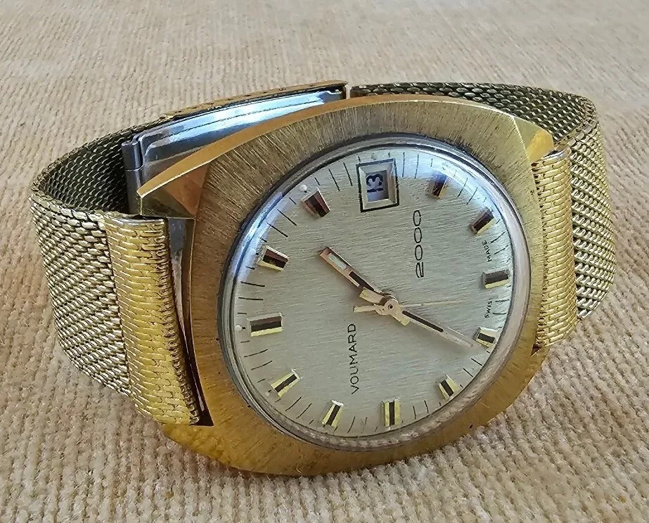 VOUMARD 2000 Vintage Gold Tone Wrist Watch Swiss Made Manual Wind WORKS ...