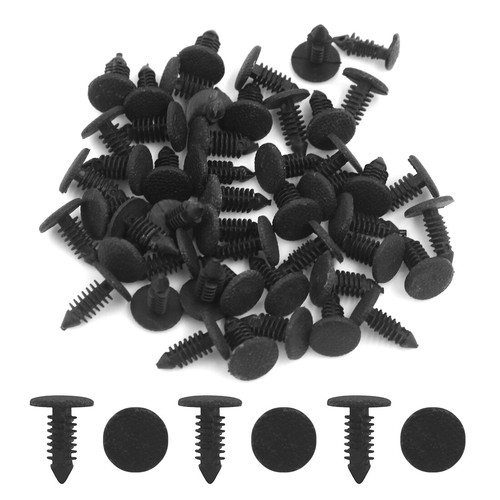 50Pcs 6mm Hole Dia Plastic Fastener Rivet Fender Splash Guard Retainer ...