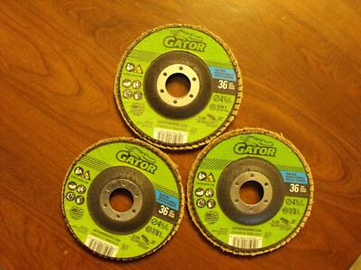 Gator 4 1/2 x 7/8 Zirconia Flap Disc Wheel 36 Grit Type 29 USA Made- 3 ...