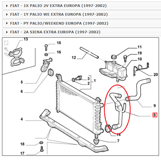 Sleeve Lower Radiator Pirelli 982 Fiat Palio For 46417201 | eBay