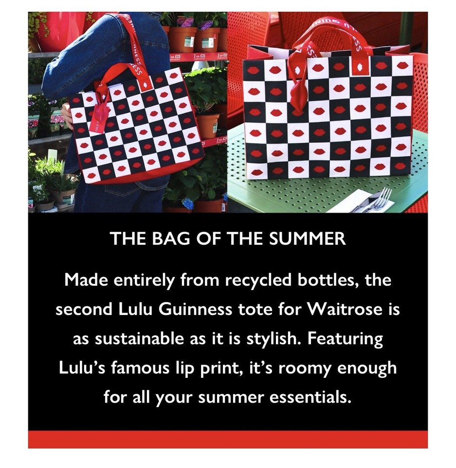 Lulu Guinness Waitrose bags Latest Design Lip Chess Tote Limited ...