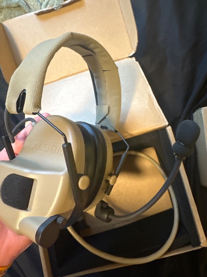 NWOT FALCOM MILITARY RADIO TACTICAL HEADSET USMC ARMY COMMS w. PTT ...