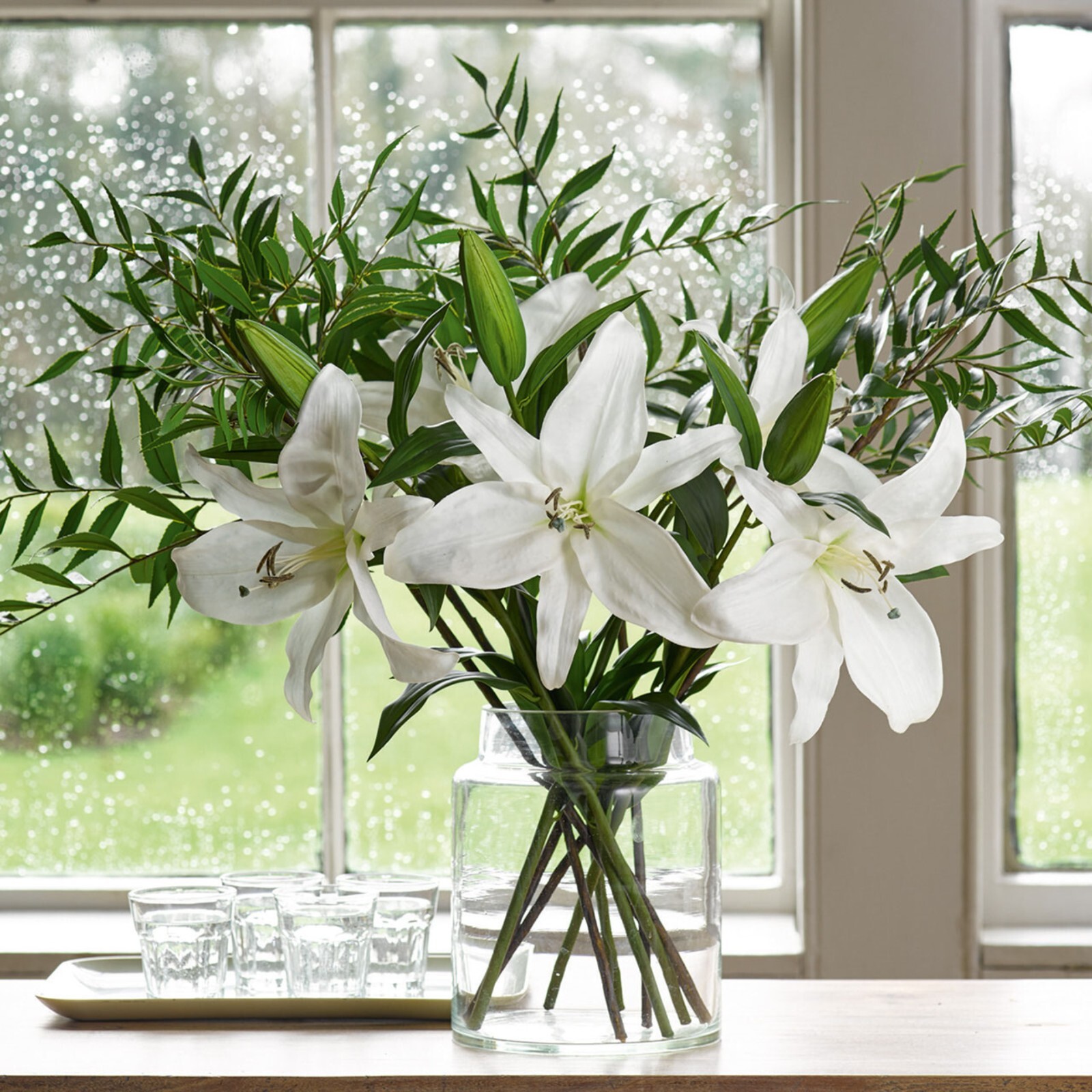Bloom Artificial White Casablanca Lily Stem 60cm Faux Fake Flower Home ...