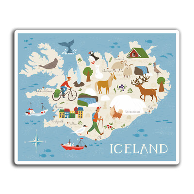 2 x 10cm Iceland Map Flag Vinyl Stickers - Travel Sticker Laptop ...