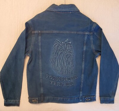 Vintage TYCA Denim Jean Jacket Embossed Yorkshire Terrier Yorkie USA ...