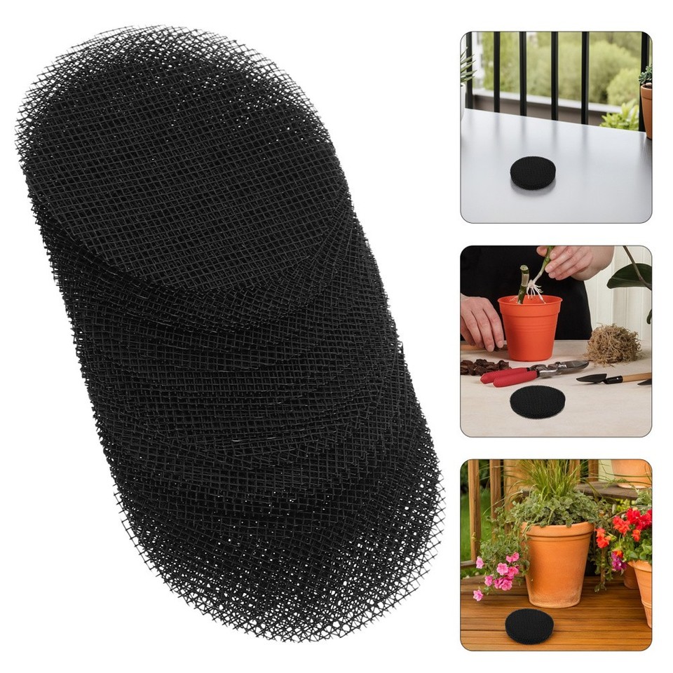 100pcs Round Plastic Plant Pot Drainage Hole Screens - Reusable Bottom ...
