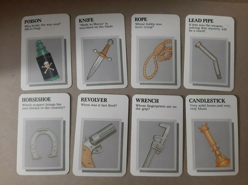 Clue Weapon Cards